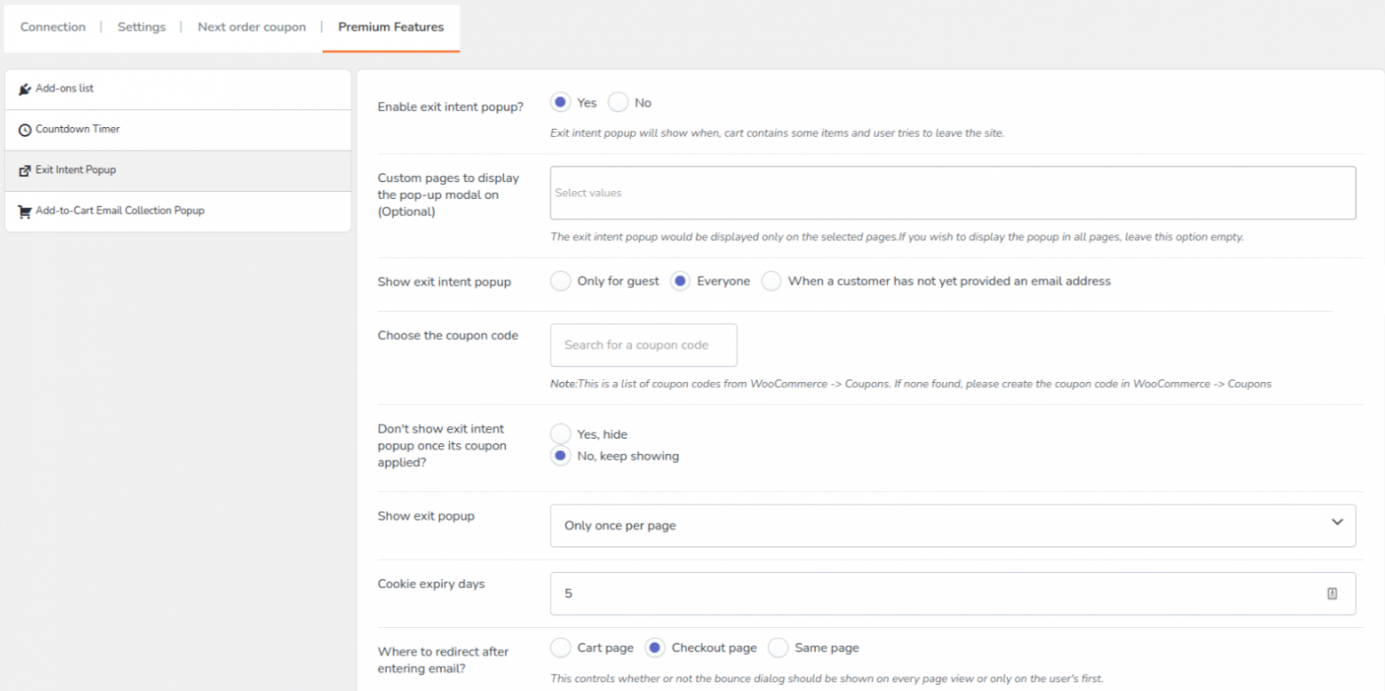 How to Setup Exit Popups for Abandoned Cart in WooCommerce?