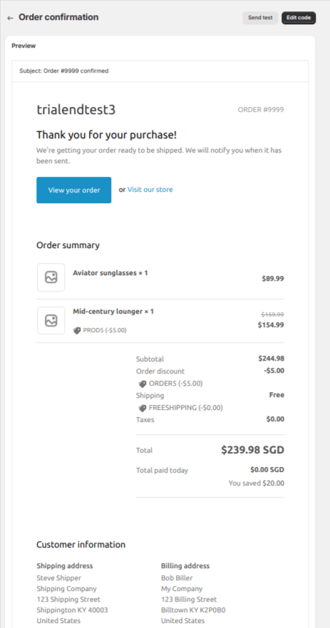 How to customize an order confirmation email in Shopify?